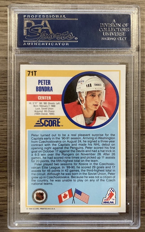 1990-91 Score Rookie Traded #71T Peter Bondra PSA 10 GEM MINT ROOKIE RC ...
