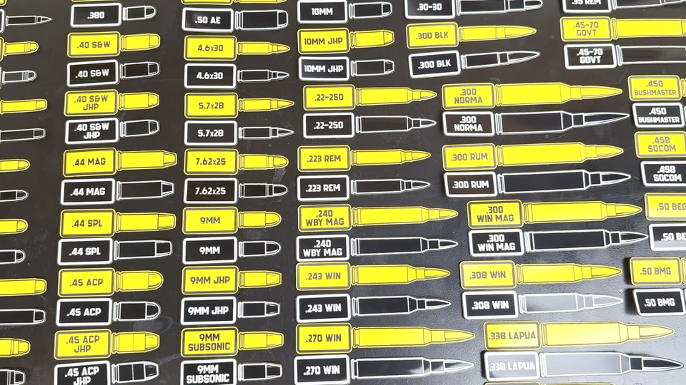 Ammo Can Bullet Decal Labels Stickers - UV Stable 2-Color Vinyl - 110 ...