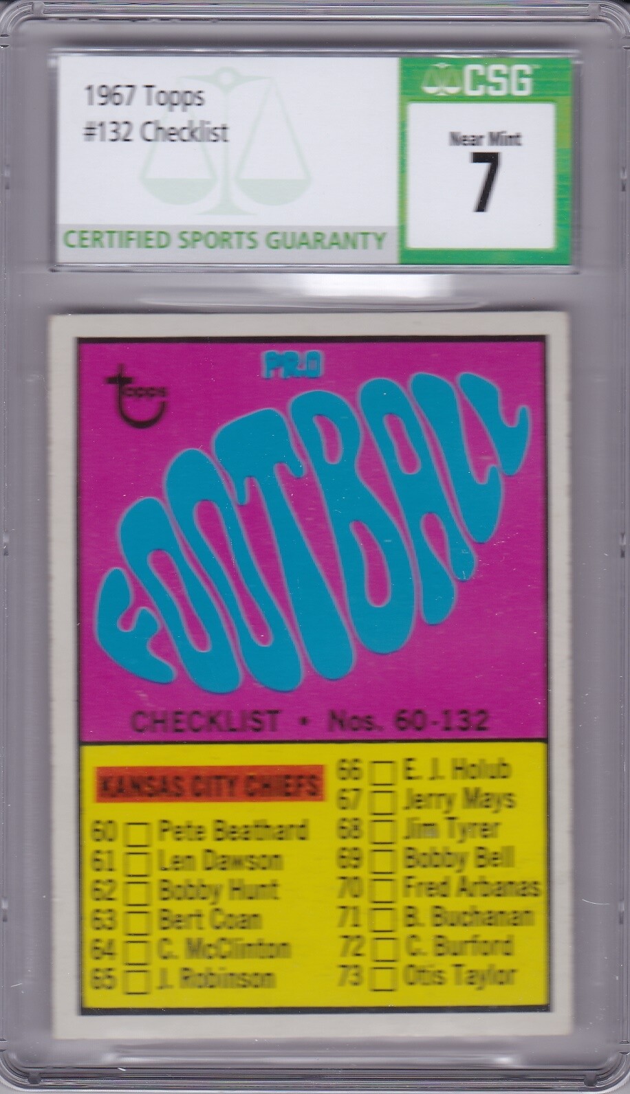 1967 Topps #132 FOOTBALL CHECKLIST #2 CSG 7 NEAR MINT UNCHECKED ...