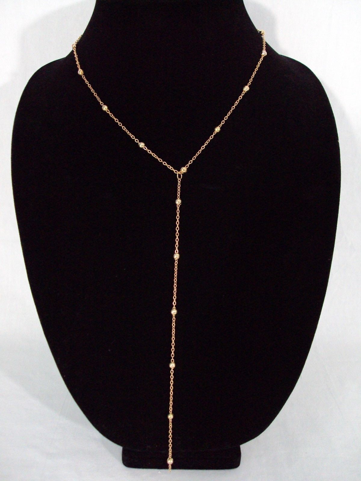 Dainty Lariat Necklace Choker Beaded Station Y Drop Layer Chain Elegant ...