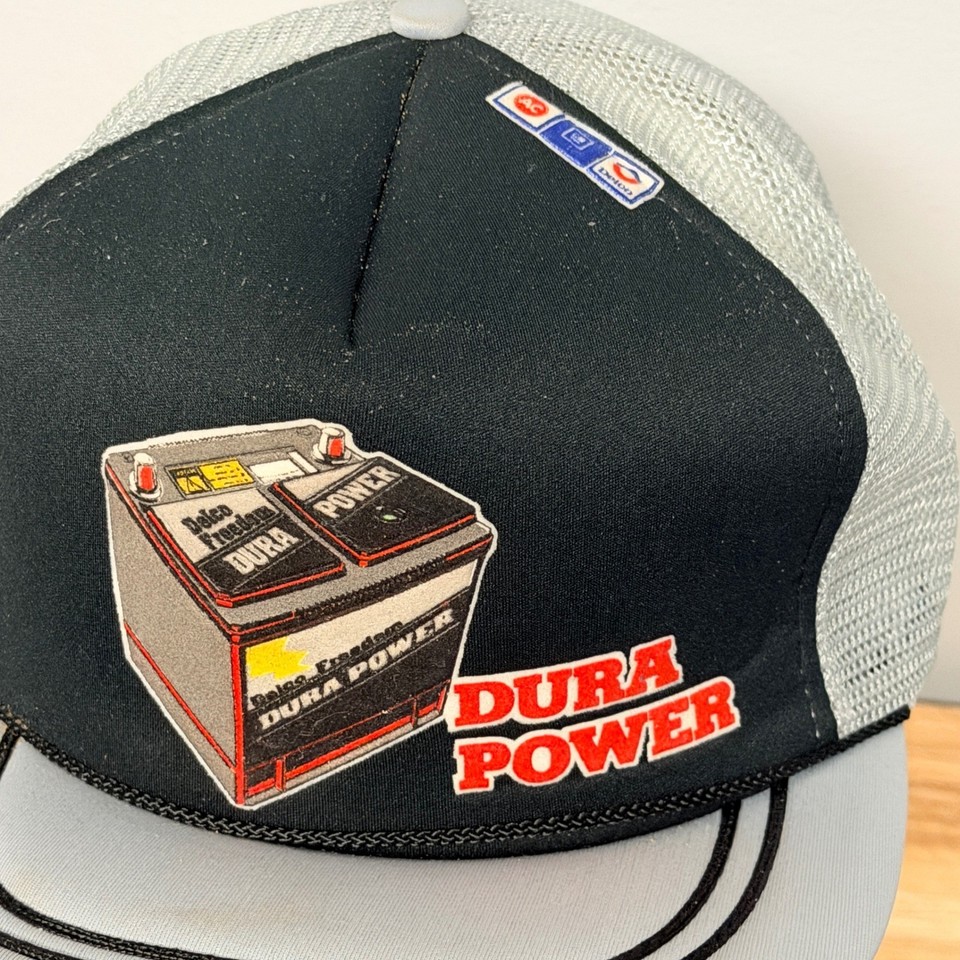 Vintage ACDelco DuraPower Battery Trucker Hat Mesh Snapback Cap Auto GM ...