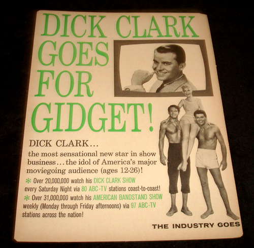 GIDGET with DICK CLARK 1959 ad with Sandra Dee, James Darren, American ...