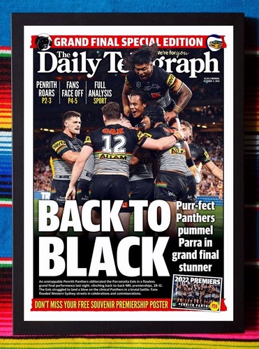 Framed 2022 PENRITH PANTHERS NRL Premiers Poster - 45cm x 32cm x 3cm ...