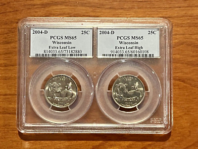 Rare PCGS Double Holder Wisconsin Quarters Extra Leaf PCGS MS 65 | eBay