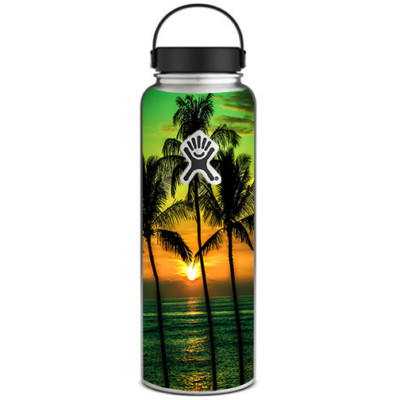 Skin Decal for Hydro Flask 40 oz Wide Mouth / Sunset Palm Trees Ocean ...