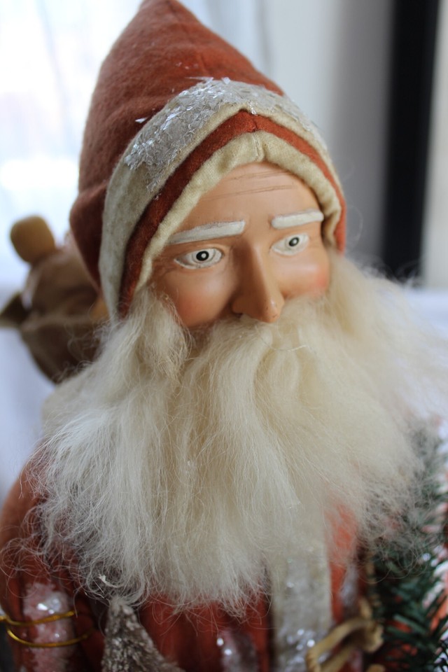 Bethany Lowe 21" Vtg. German St. Nicholas Santa Candy Container sack ...