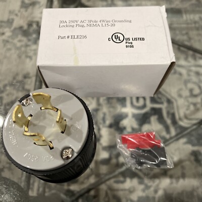L15-20P Locking Plug, 20 Amp, 250 VAC Voltage, cUL Listed, NEMA L15-20P ...