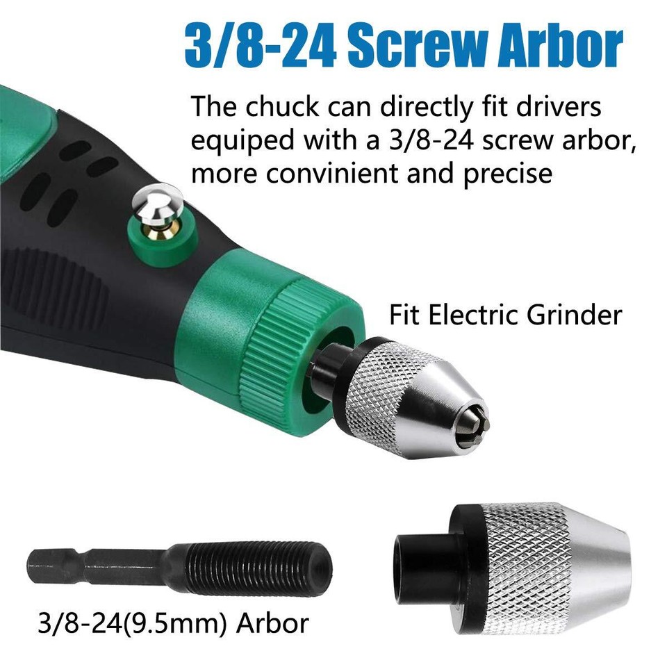 Keyless Mini 3Jaw Drill Chuck Screwdriver Adapter with Quickchange 14 ...
