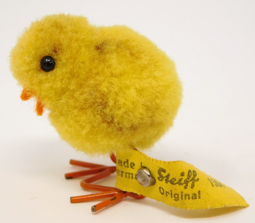 VTG 1949-58 4cm Steiff #1504 WOOLEN BIRD CHICK Yellow Poms Metal legs 2 ...