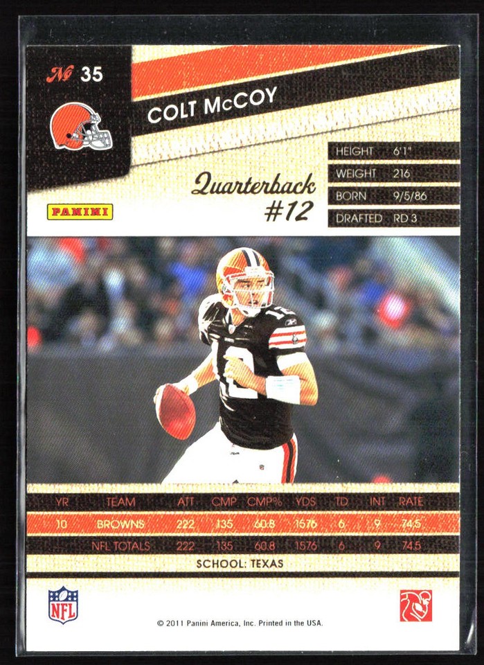 2011 Panini Threads #35 Colt McCoy | eBay