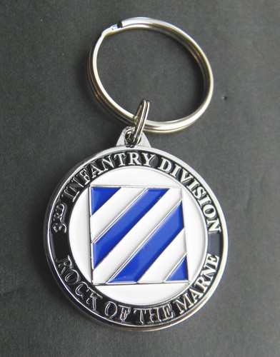 ARMY 3rd INFANTRY DIVISION ENAMEL KEY RING KEYRING KEYCHAIN 1.5 Rock of ...