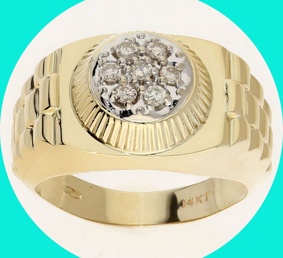 Mens Diamond President Ring .31CT Yellow Gold Size 9.75 | eBay