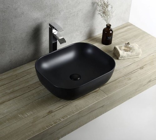 495*390mm Slim Matte Black Rectangular Basin Above Counter Wash Basin ...