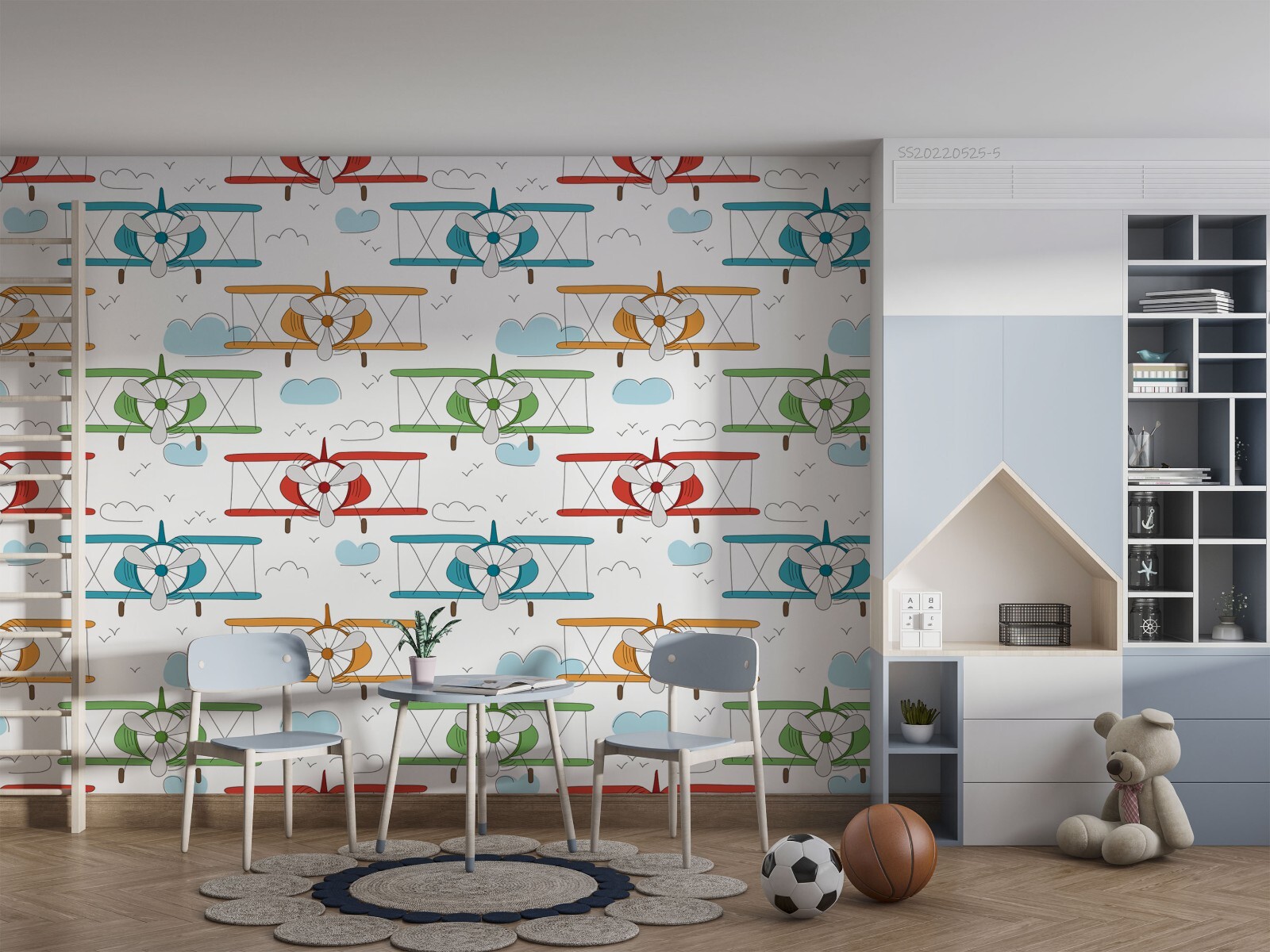 3D Cartoon Airplane Clouds Kids Wallpaper Wall Murals Removable ...