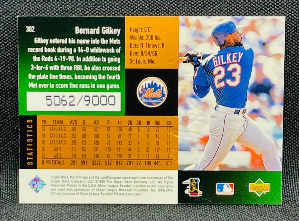 1998 Upper Deck SPx Finite Baseball /9000 - BERNARD GILKEY #302 - NEW ...