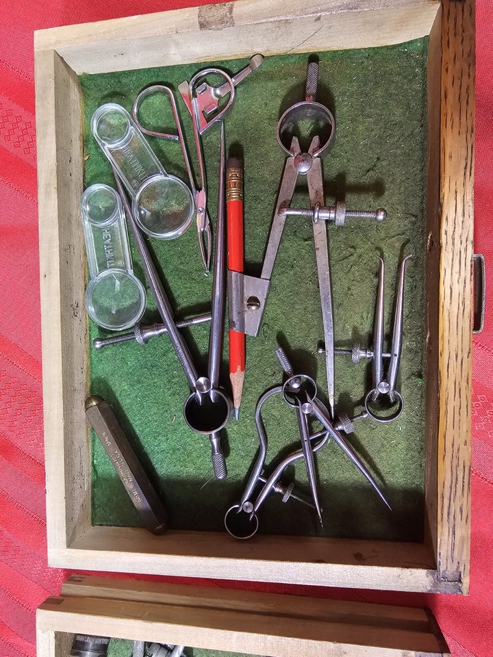 Antique Union Tiger Oak Machinist Box 7 drawer Chest W/ Starrett ...