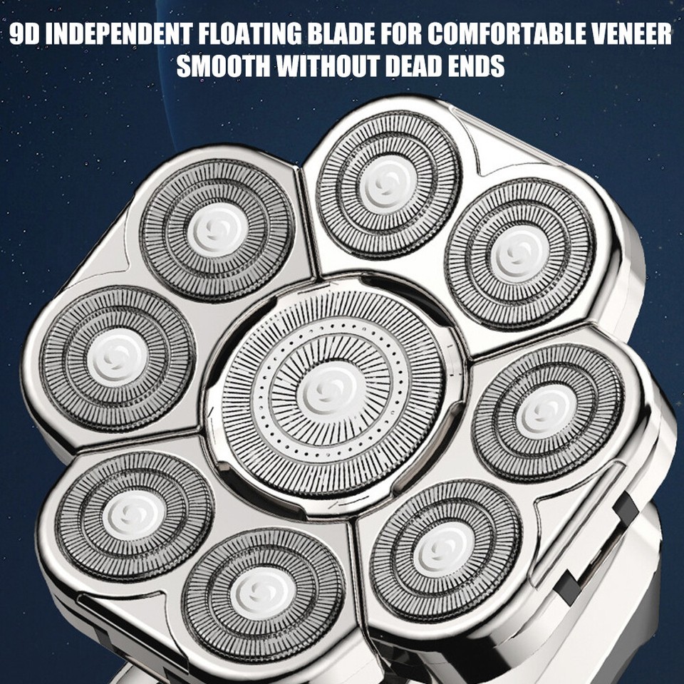 9D Detachable Head Shavers 5-in-1 Electric Razor for Bald Men Wet/Dry ...