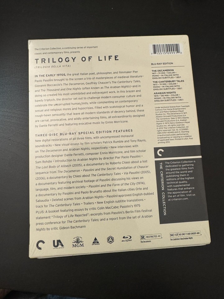 Pier Paolo Pasolini's Trilogy of Life Criterion Collection Blu-ray FREE ...
