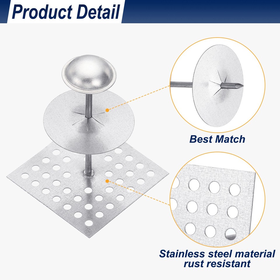 50 Sets Perforated Insulation Pins 2-1/2inch 1.5 Inch Self Locking ...