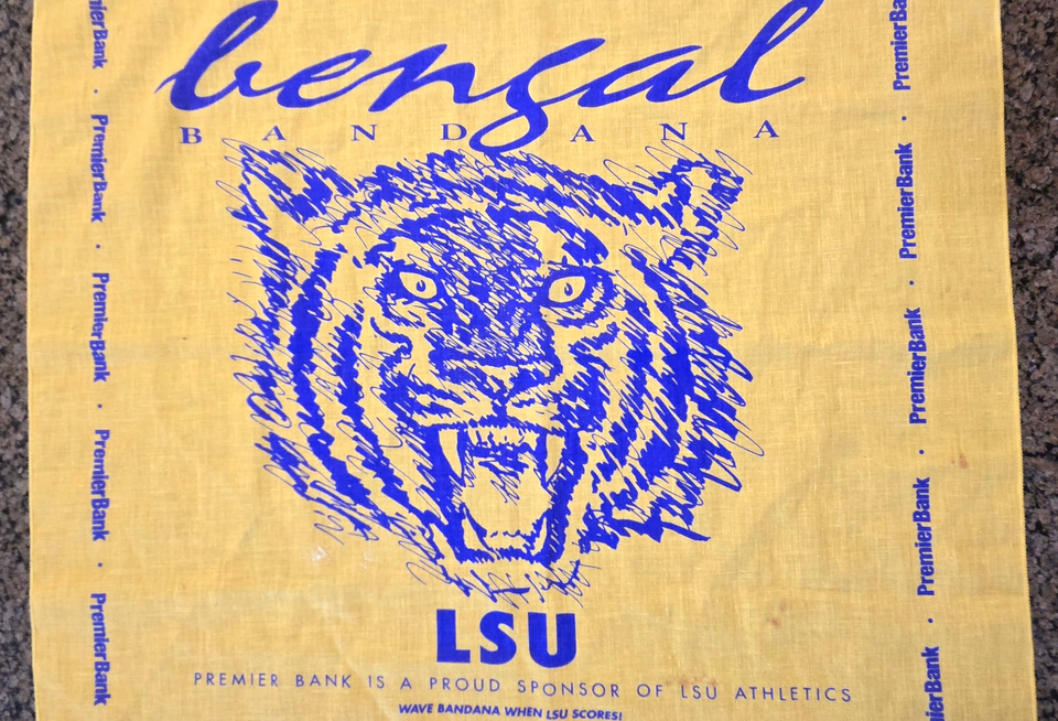 LSU Tigers Bandana MIKE THE TIGER Premier Bank Advertising 24"x24 ...
