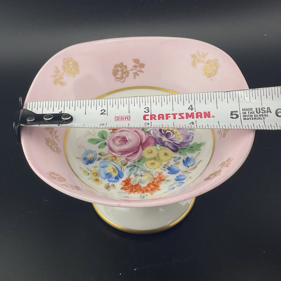 Limoges Footed Porcelain Compote Candy Dish Bowl France Pink Floral | eBay
