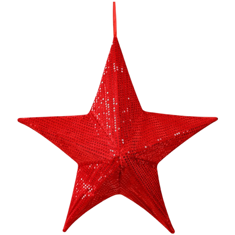 Christmas Tree Top Star Foldable Red Gold 35cm Fabric Ornament for ...
