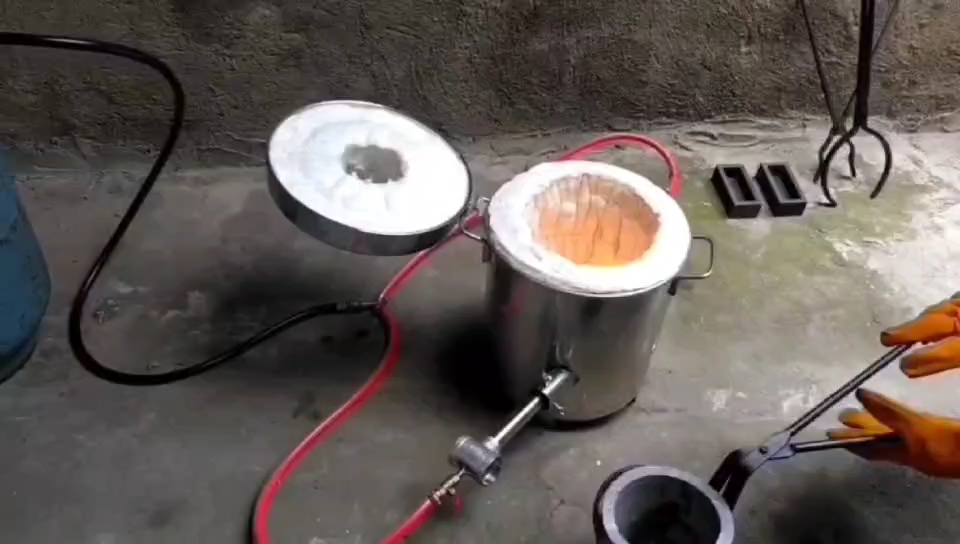 16 KG Gas Metal Melting Furnace Kit Foundry Copper Crucible Tongs Gas ...