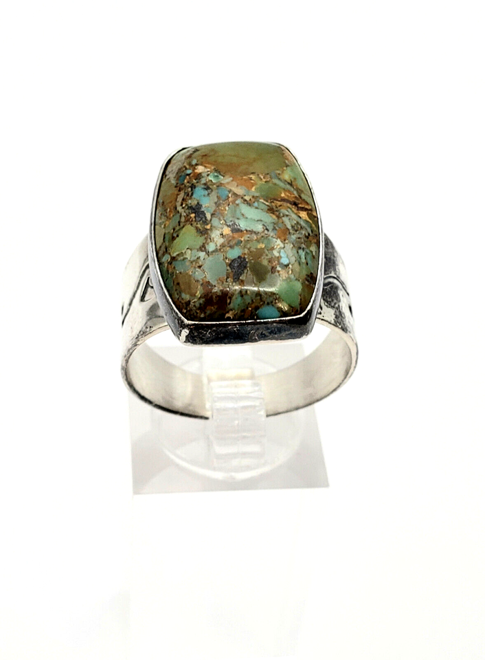 DTR Jay King Green Gold Veined Turquoise Ring sz 10 Sterling Silver 925 ...
