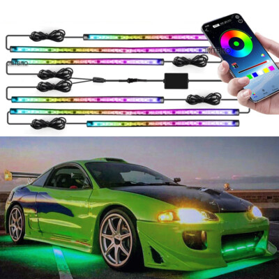 6x RGB LED Wireless Car Underglow Neon Strip Light APP For Mitsubishi ...