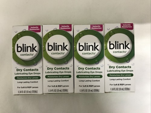 ‘4 Packs’Blink Dry Contacts Lubricating Eye Drops 0.34 fl oz Exp 2026 ...