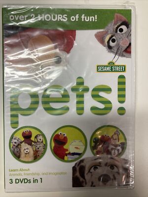 Sesame Street Pets! 3 DVDs in 1 PBS kids show educational Elmo Animal ...