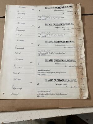 Antique Home National Bank Meriden CT Blank Checks 1910’s Over 50 ...