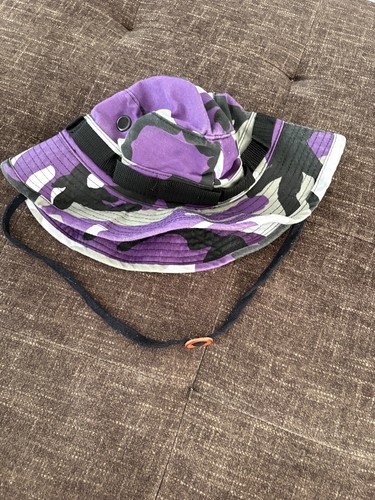 Tactical Military Camo Bucket Hat Purple Wide Brim Fishing Boonie Qatar ...