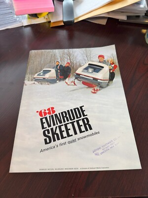 VINTAGE 1968 EVINRUDE SKEETER SNOWMOBILE SALES BROCHURE 4 PAGES NICE ...