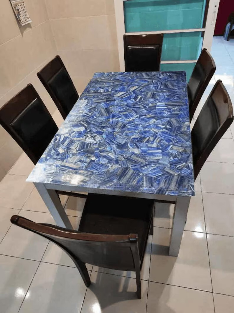 Elegant Handmade Blue Sodalite Stone Dining Table Top Kitchen and ...