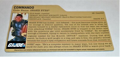 G I JOE File Card I.D. Filecard 2008 Snake Eyes V36 | eBay