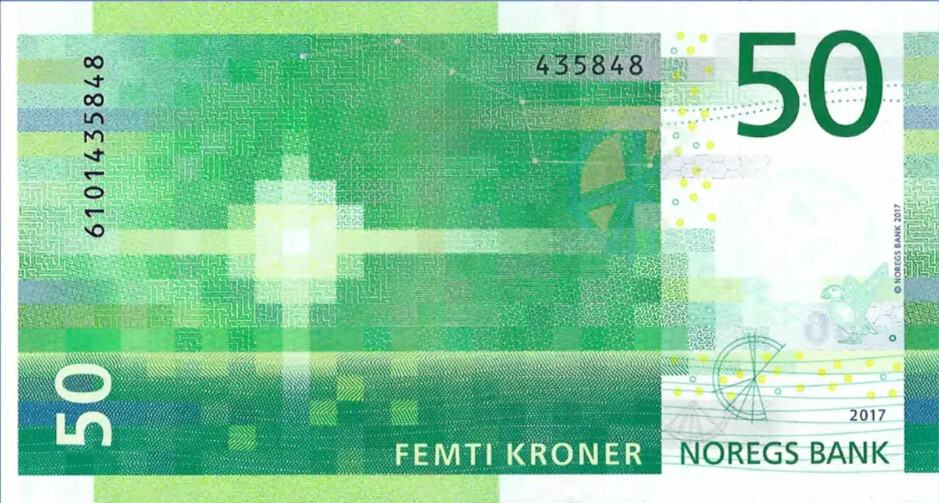 NORWAY 50 Kroner 2017(2018) UNC. 50 Kroner NOK currency bill note ...