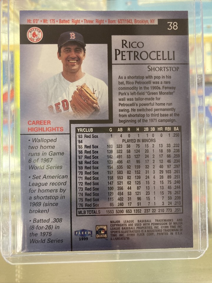 1999 Fleer Greats of the Game Rico Petrocelli Boston Red Sox #38 | eBay