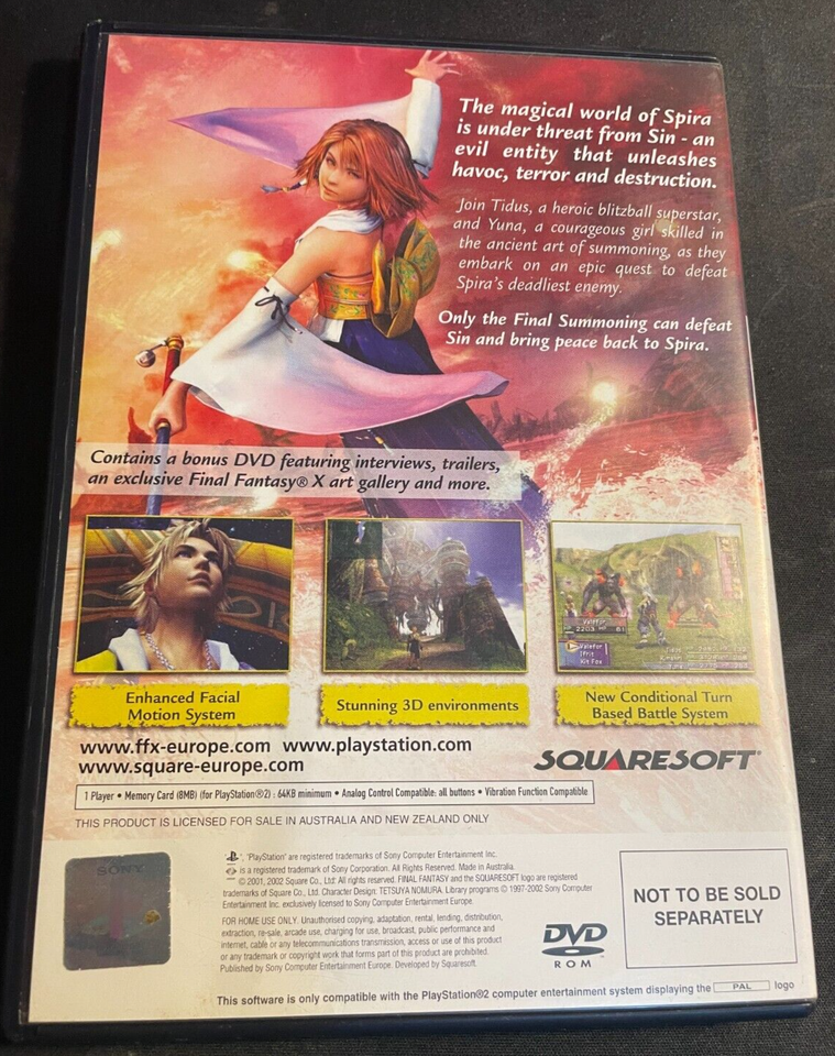 FINAL FANTASY X GAME | SONY PS2 [PREOWNED] + MANUAL | AU SELLER | PAL ...