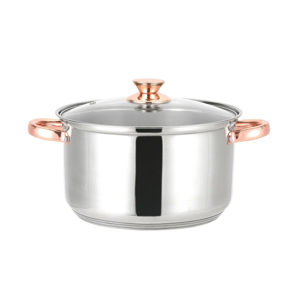 12 Pcs ROSE GOLD INDUCTION HOB STAINLESS STEEL CASSEROLE POT SAUCEPAN ...