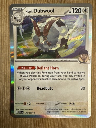 Hop's Dubwool - 136/159 - 2025 Holo Rare Journey Together Pokemon Card ...
