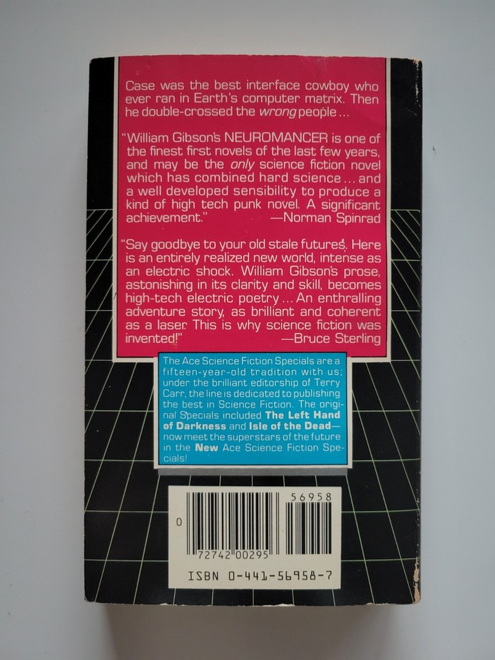 1984 NEUROMANCER 1ST EDITION 3RD PRINT PAPERBACK WILLIAM GIBSON ACE SCI ...