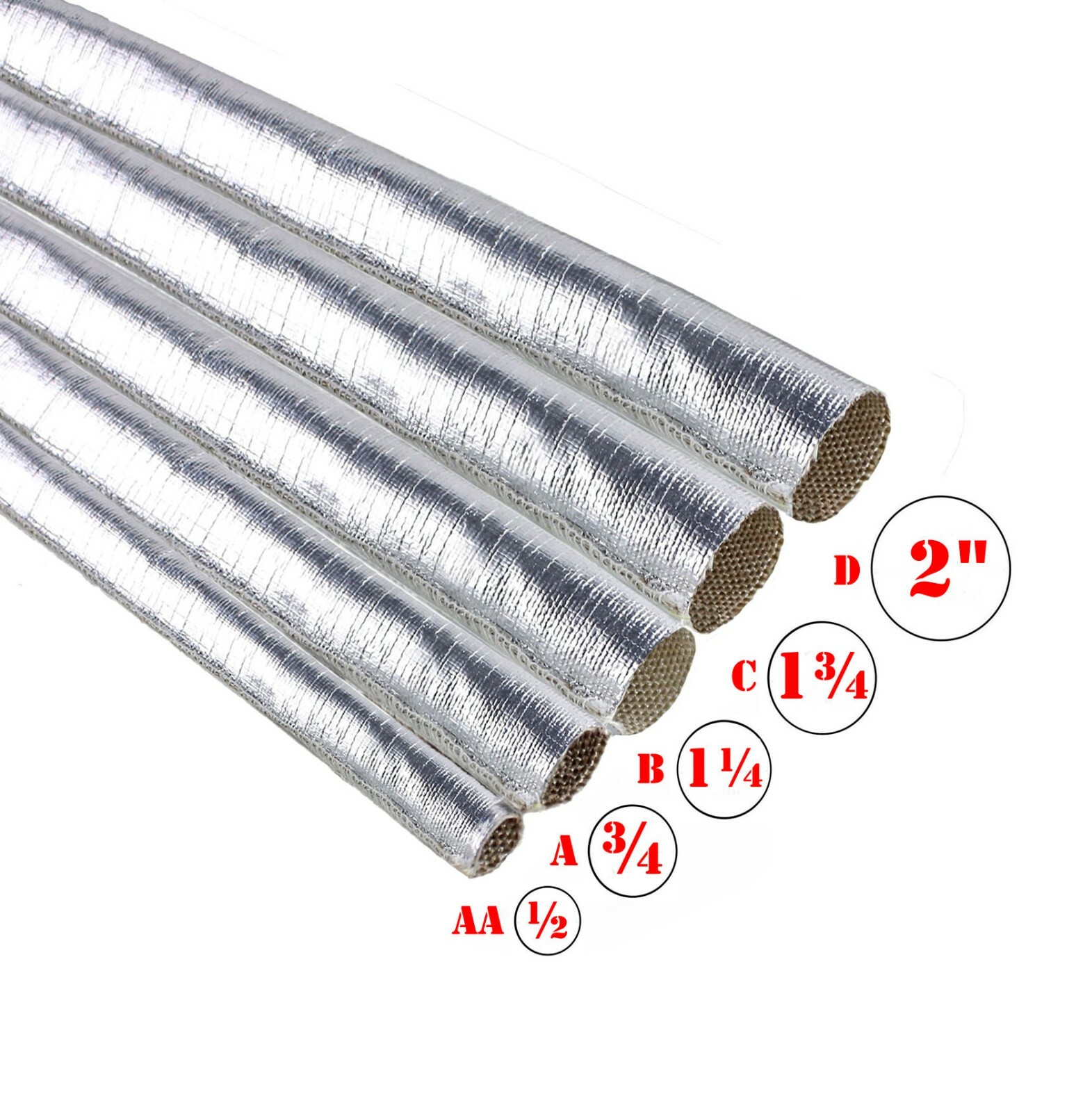 Metallic Heat Shield Sleeve Insulated Wire Hose Cover Protection 2 1/4 ...