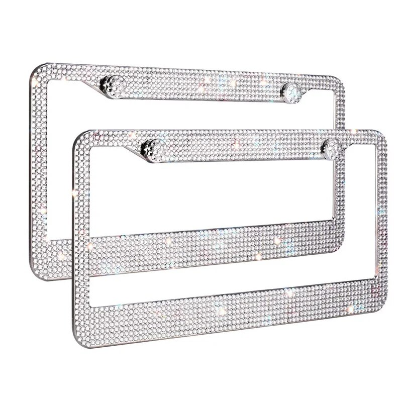 2PCS Bling License Plate Frame Glitter Crystal Sparkling Rhinestone ...