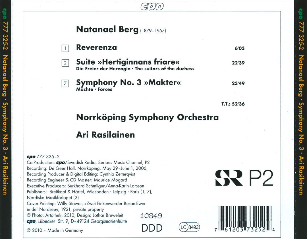 ARI RASILAINEN NATANAEL BERG: SYMPHONY NO. 3; REVERENZA; SUITE FROM ...