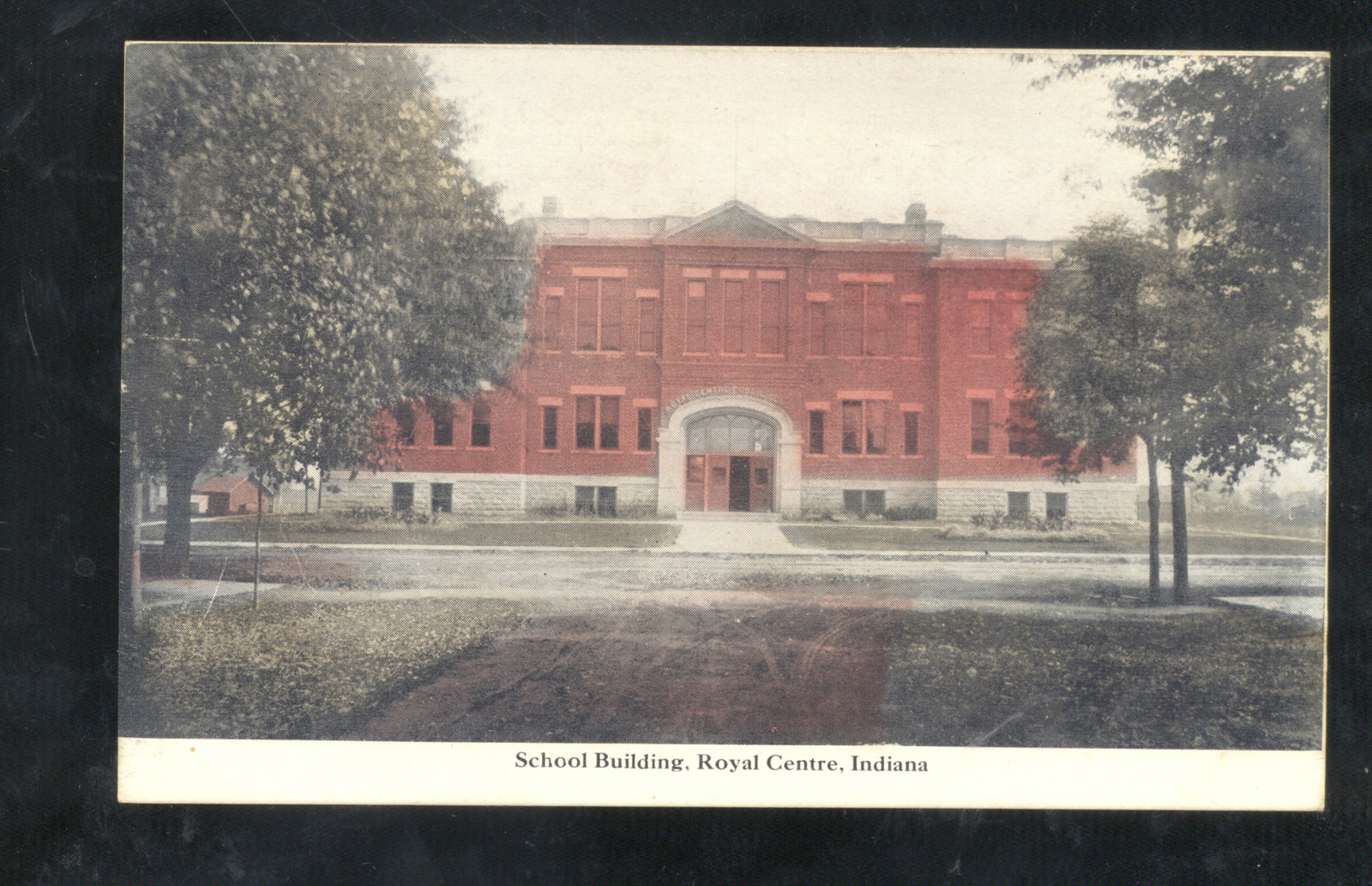 ROYAL CENTRE CENTER INDIANA SCHOOL BUILDING VINTAGE HANDCOLORED ...