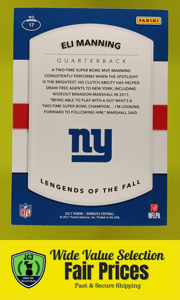 2017 Donruss Legends of the Fall Eli Manning #17 New York Giants | eBay