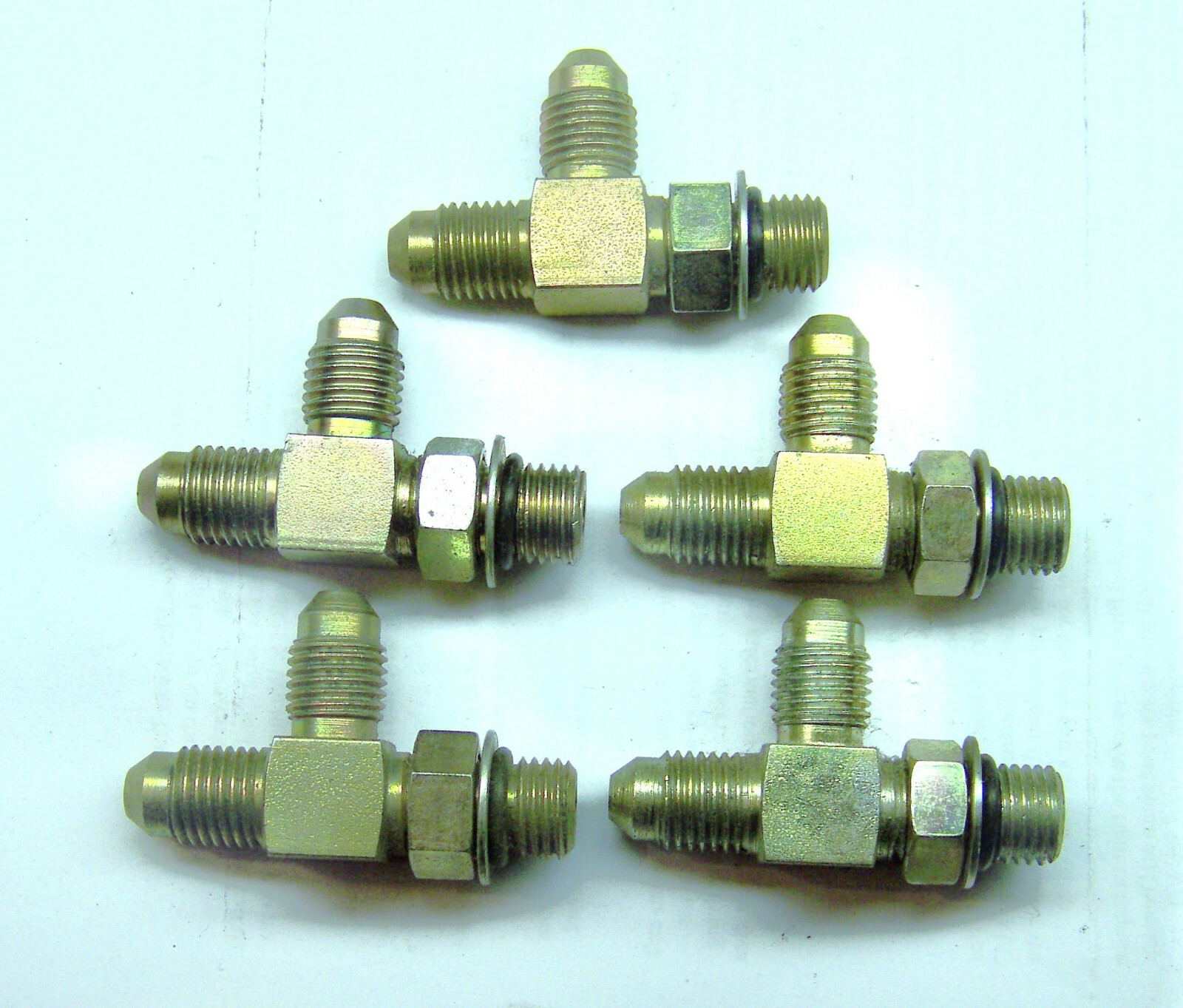 5 HYDRAULIC 6804-4-4-4 NOS RUN TEE 1/4" MALE JIC37 X 1/4" MALE ORB X 1/ ...