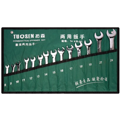 14PCS Spanner Set Metric Combination Open Box Wrench+Roll bag 8-24mm AU ...