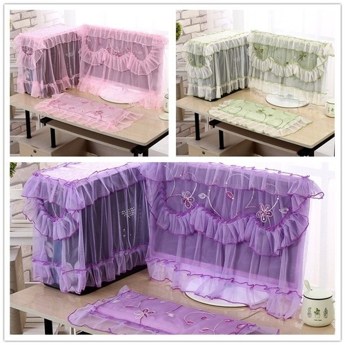 Desktop computer desktop lace ruffled flower display dust cover ...